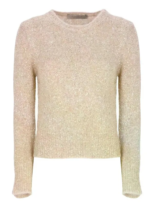 D.exterior Sequin Embellished Crew-neck Sweater - Neutrals