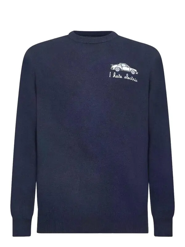 MC2 SAINT BARTH Long-sleeved Embroidered Sweater - Blue