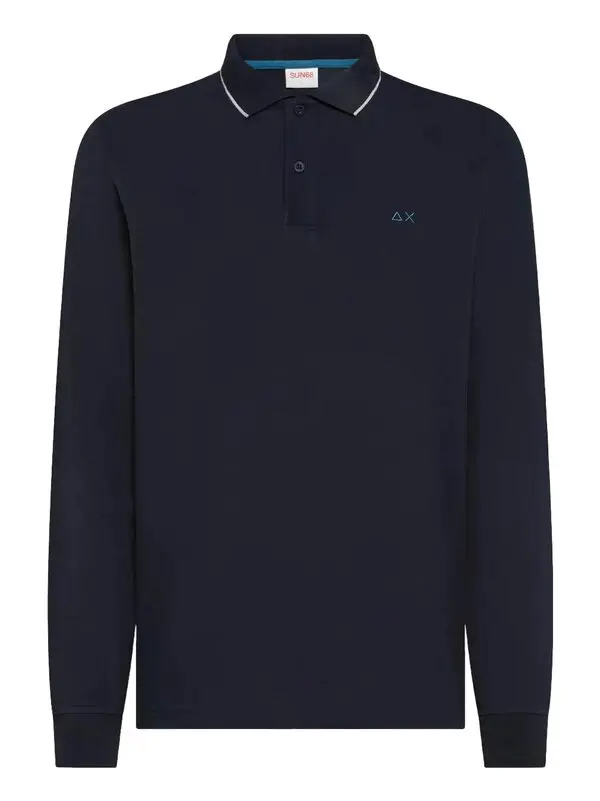 SUN 68 Long-sleeve Polo Shirt - Blue