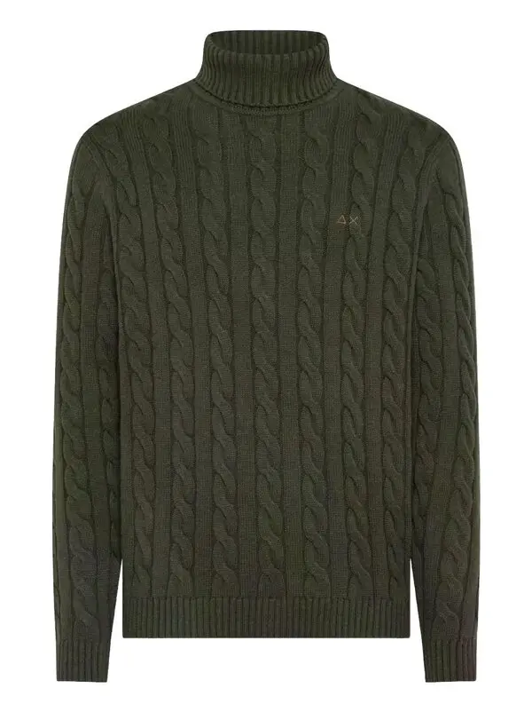 SUN 68 Cable-knit Turtleneck Sweater - Green