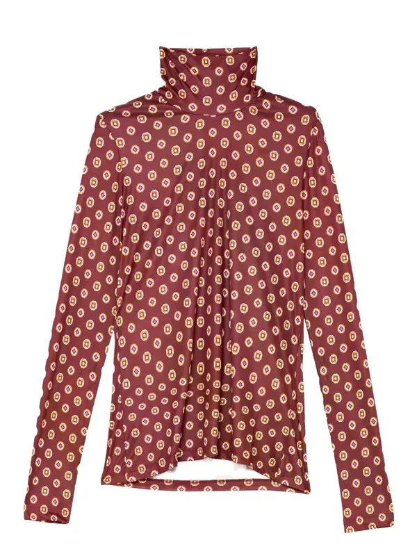 Malìparmi Patterned Roll-neck Top - Red
