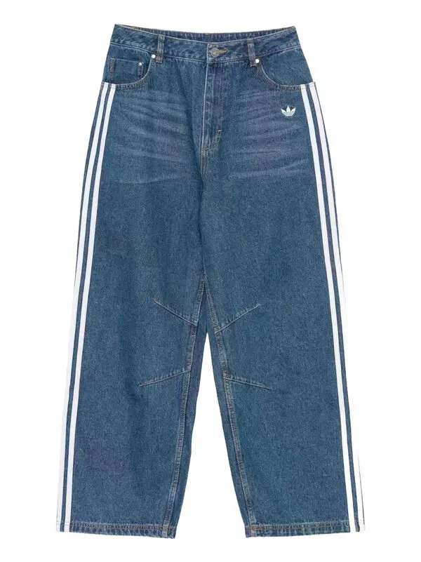 Adidas Striped Wide-leg Jeans - Blue