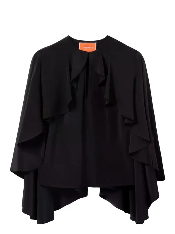 La DoubleJ Ruffled Silk Blouse - Black