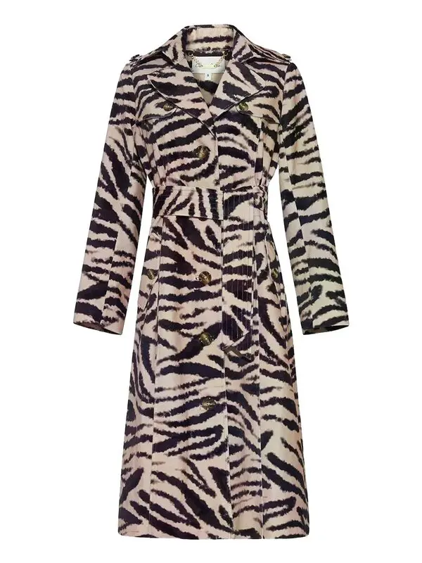 Cara Cara Zebra Print Belted Trench Coat - Neutrals