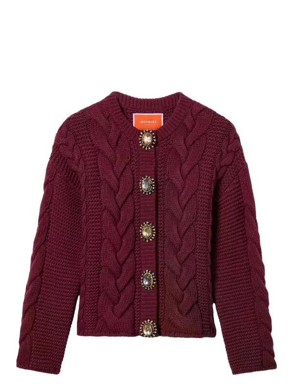 La DoubleJ Cable-knit Cardigan With Embellished Buttons - Red