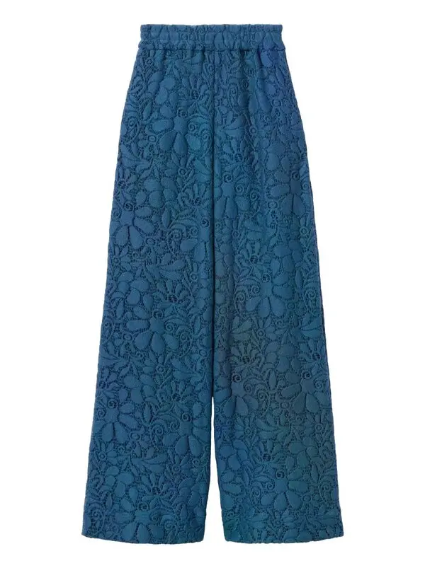La DoubleJ Floral-pattern Lace Trousers - Blue