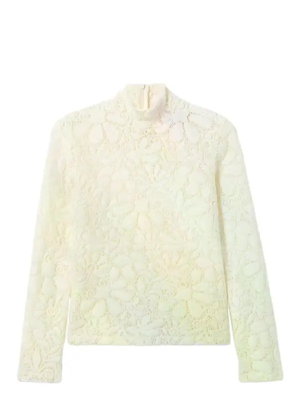 La DoubleJ Floral-pattern Lace Turtleneck Top - Neutrals