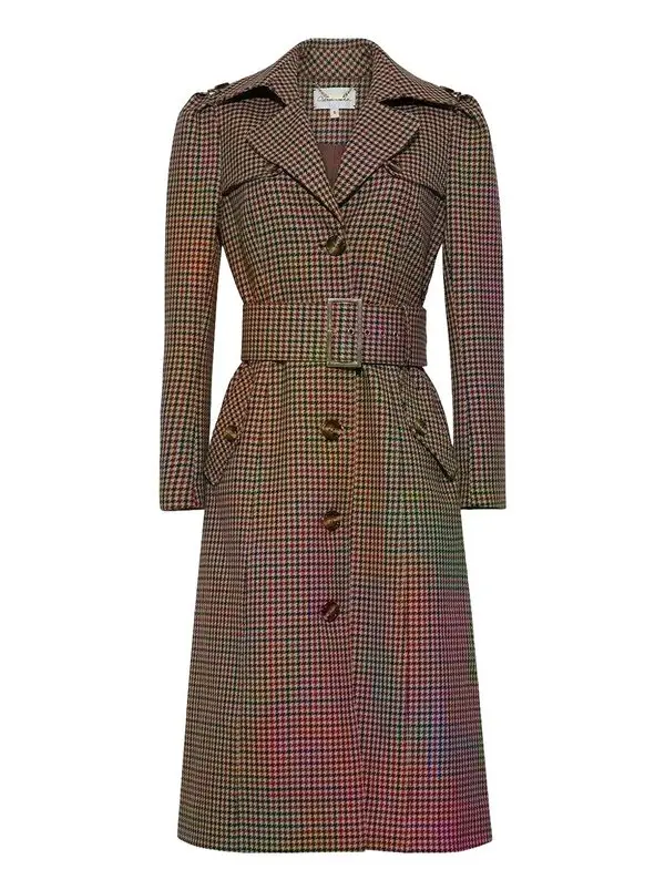 Cara Cara Charlie Houndstooth Trench Coat - Brown