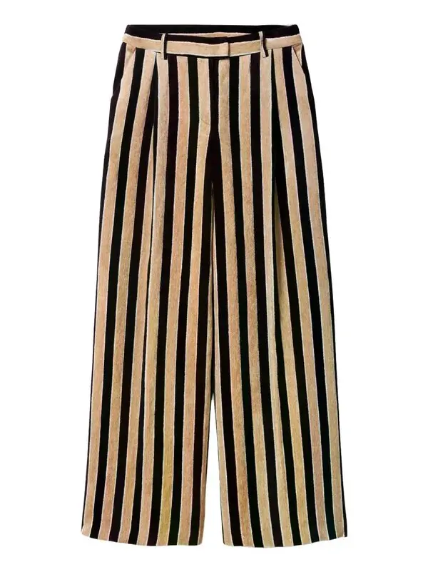 La DoubleJ Striped Pleated Trousers - Black