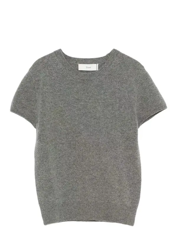 DUNST Wool Short Sleeve Sweater - Grey