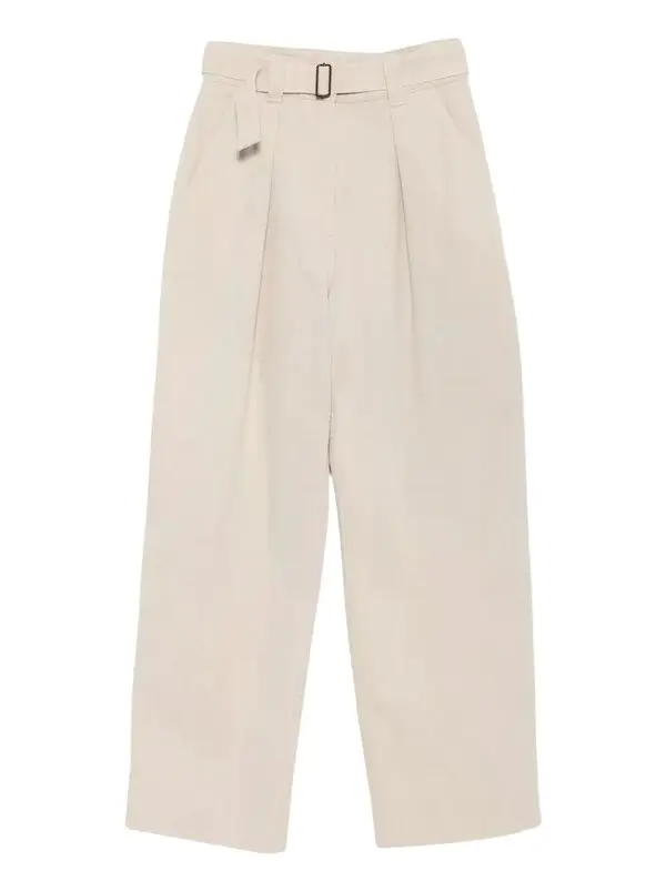 MARGARET HOWELL Belted Pleat-detail Trousers - Neutrals
