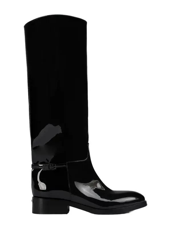 LE SILLA Charlotte Patent Leather Boots - Black