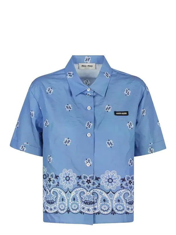 Miu Miu Bandana-print Short-sleeve Shirt - Blue
