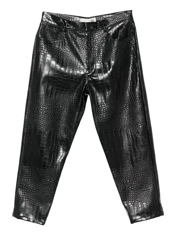 THE M Crocodile-effect Trousers - Black