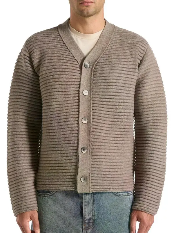 Manière De Voir Anton Ribbed-knit Cardigan - Neutrals