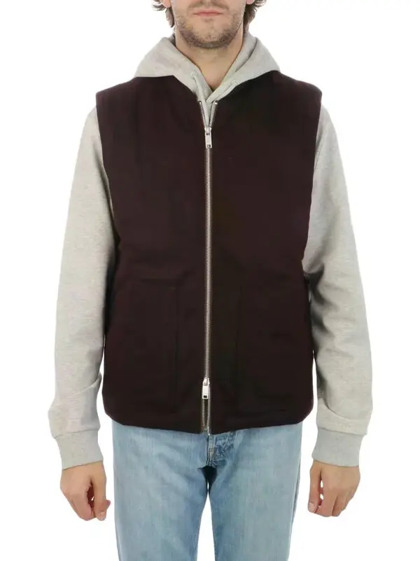 AUTRY Zip Pocket Gilet - Red