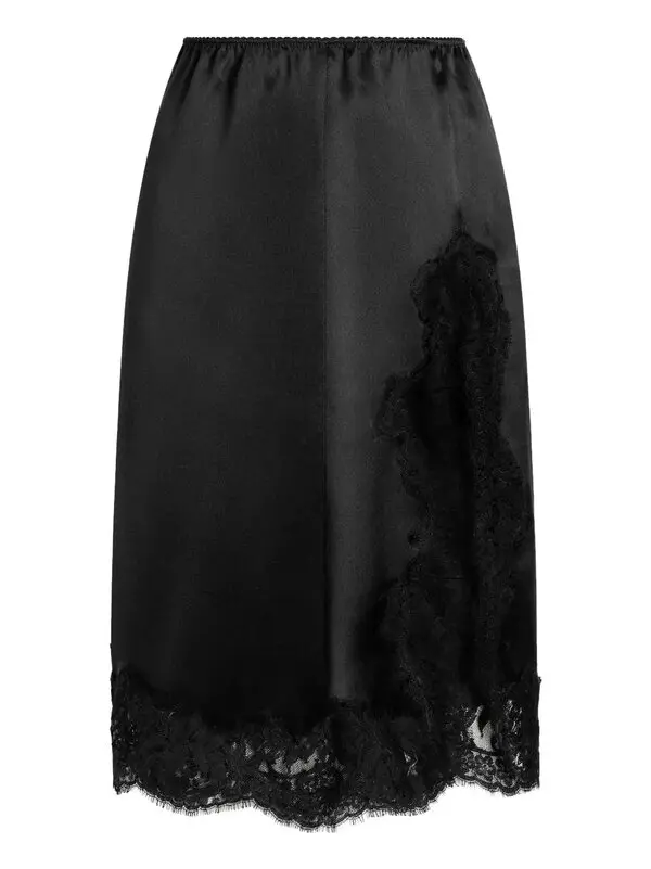 Dolce & Gabbana Lace-insert Satin Skirt - Black