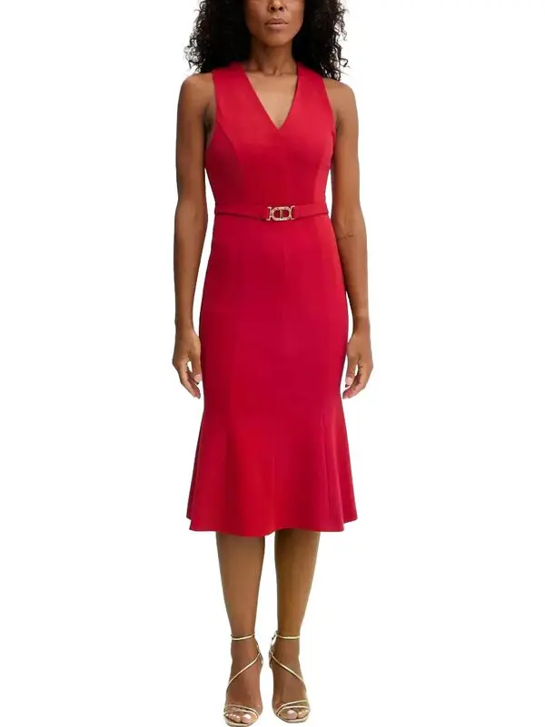 TWINSET Belted V-neck Dress - Red