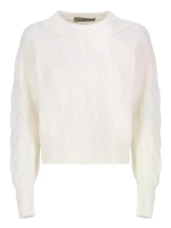 D.exterior Crew-neck Long-sleeve Sweater - White