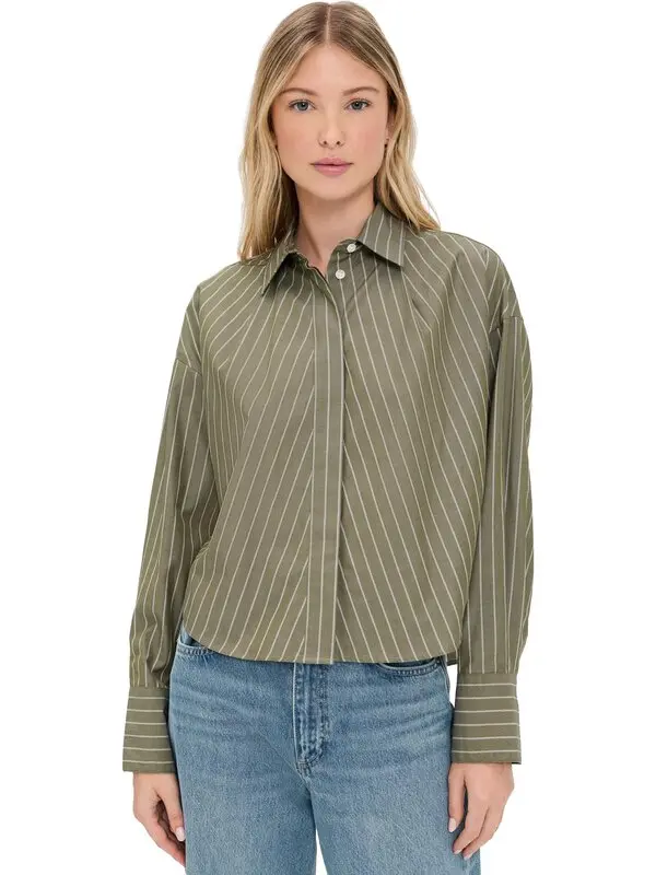 Rag & Bone Martha Poplin Striped Shirt - Grnst