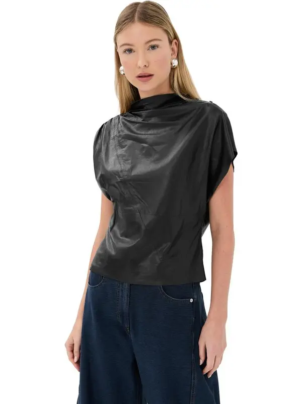 TWP Leather Blouse - Dark Midnight