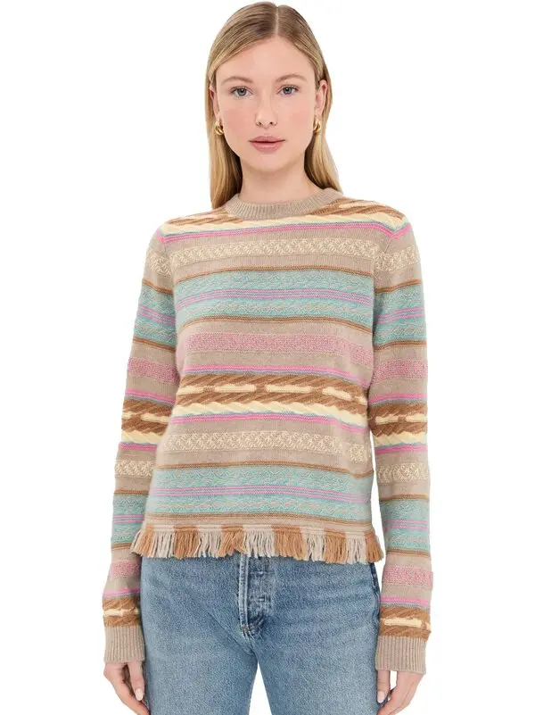 Guest In Residence Striped Wool-cashmere Pullover - Taupe Combo