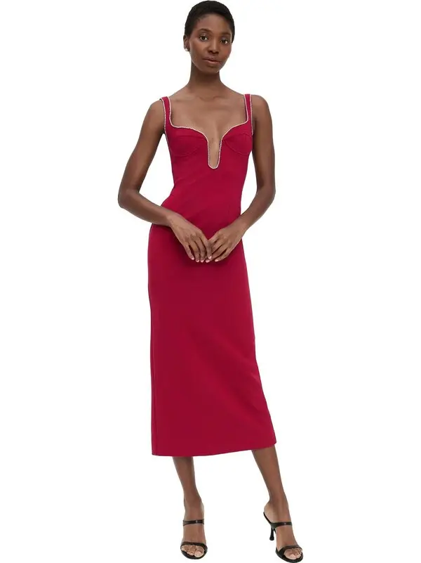 Bardot Brooklyn Diamonte Midi Dress - Burgundy