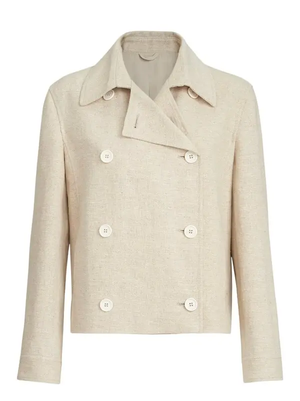 Brunello Cucinelli Linen-blend Pea Coat - Beige
