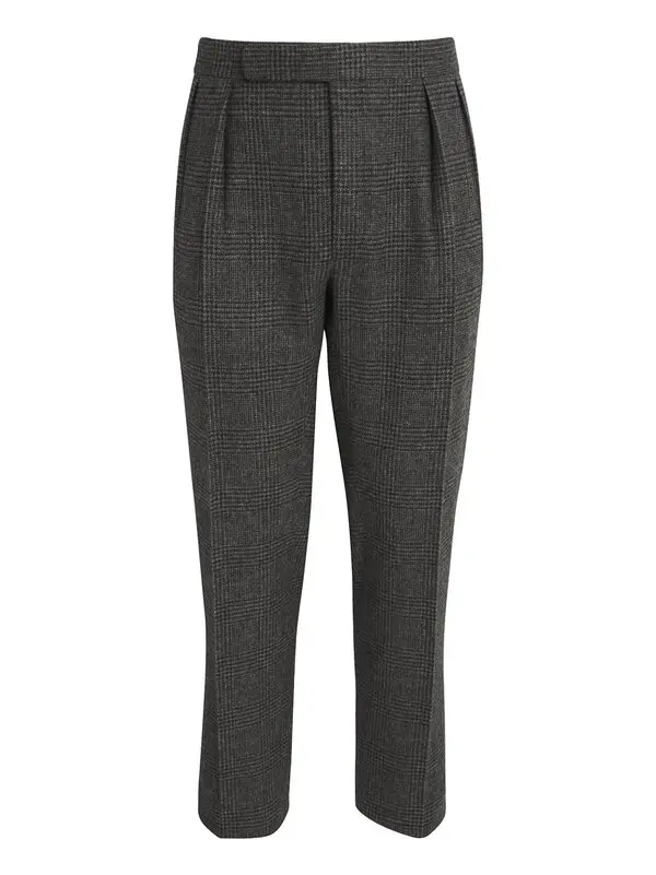 Ralph Lauren Purple Label Wool Check Trousers - Grey