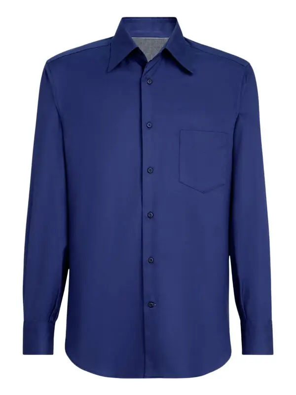 Brunello Cucinelli Cotton Twill Shirt - Blue