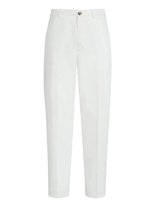 Brunello Cucinelli Cotton Gabardine Tailored Trousers - White