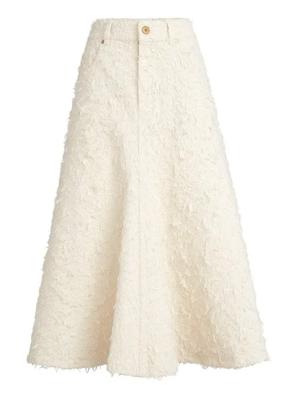 Brunello Cucinelli Denim Midi Skirt - White