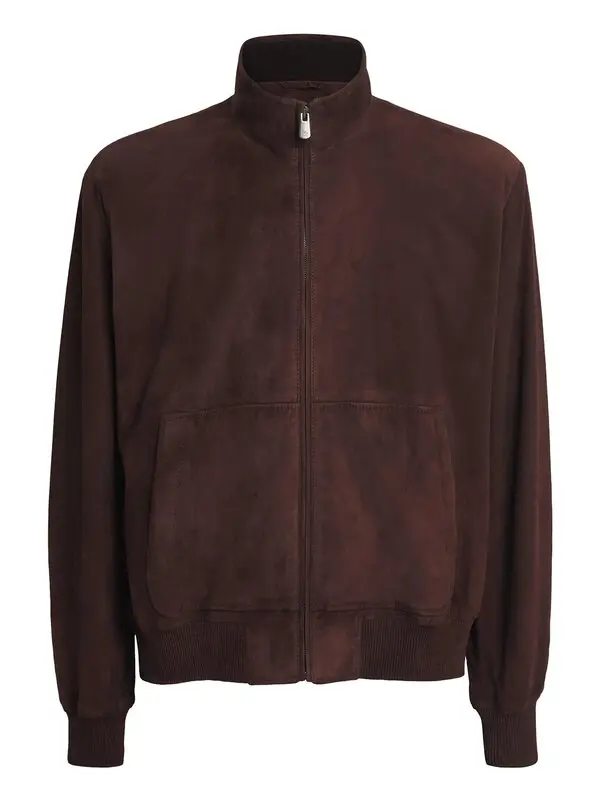 Ralph Lauren Purple Label Suede Track Jacket - Brown