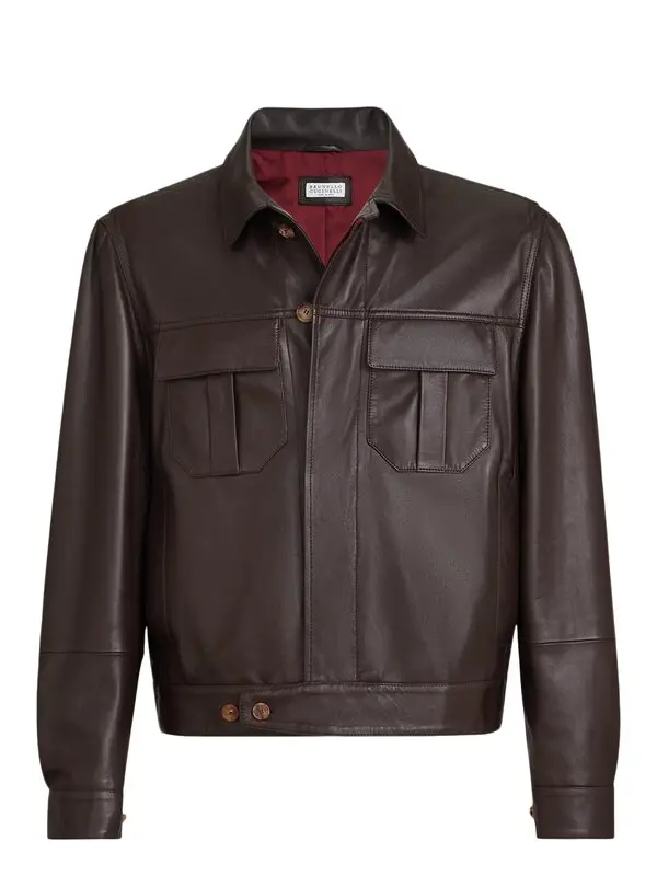 Brunello Cucinelli Nappa Leather Jacket - Brown