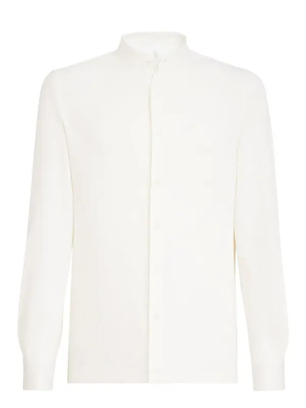 Brunello Cucinelli Linen-cotton Chevron Shirt - White