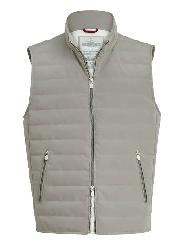Brunello Cucinelli Bonded Nylon Down Gilet - Brown