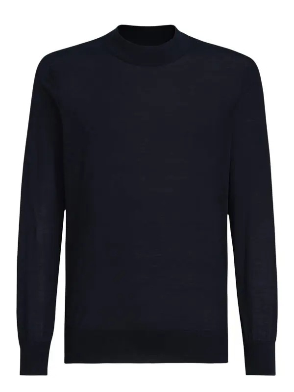 Brunello Cucinelli Silk-cotton High-neck Sweater - Blue