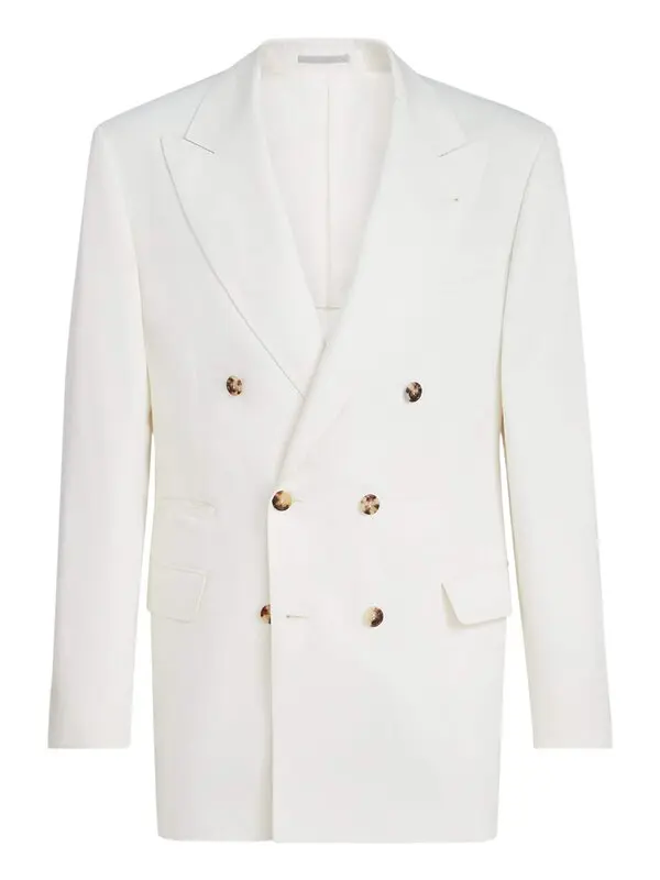 Brunello Cucinelli Délavé Silk And Linen Twill Blazer - White