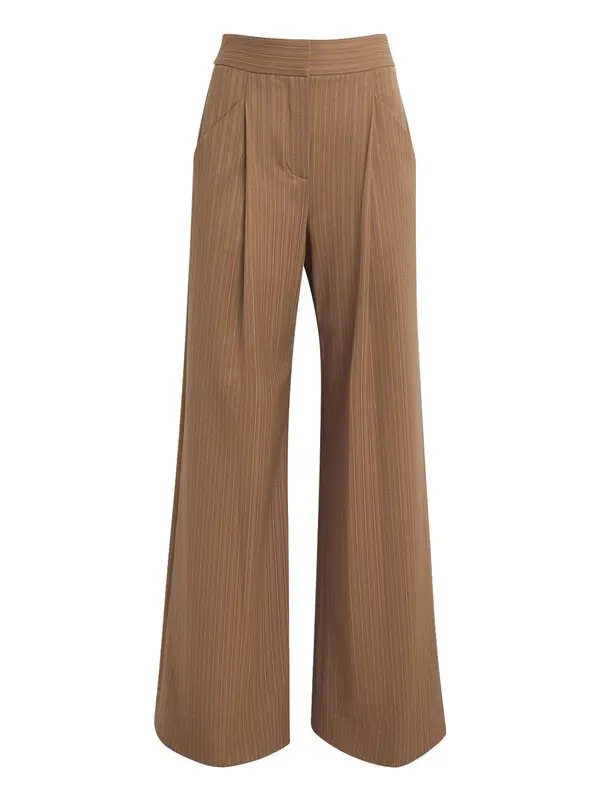 Veronica Beard Pinstriped Rimini Wide-leg Trousers - Brown
