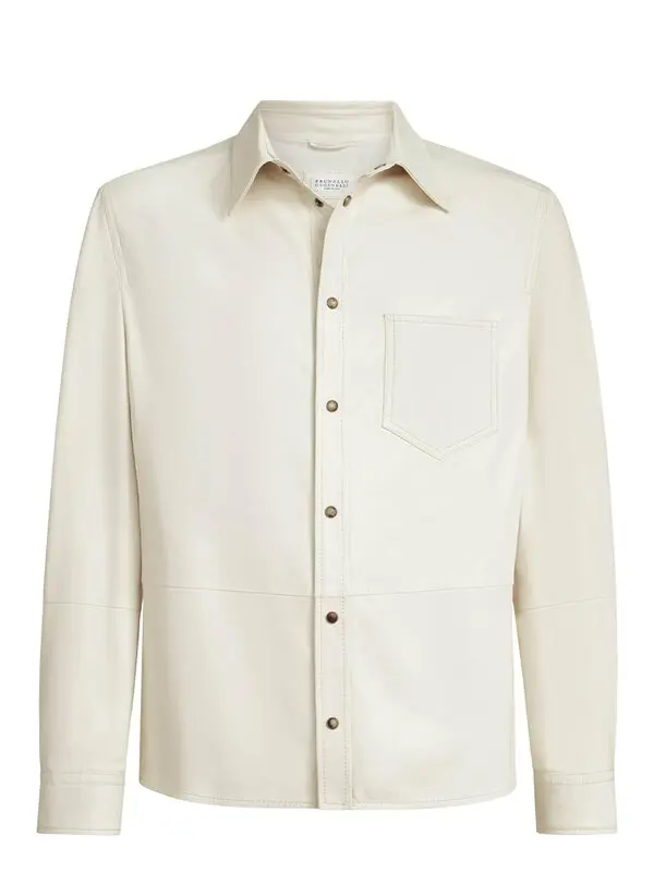 Brunello Cucinelli Leather Shirt - White