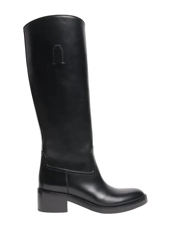 Brioni Leather Knee-high Boots - Black
