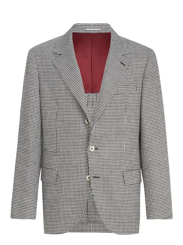 Brunello Cucinelli Virgin Wool-blend Houndstooth Deconstructed Blazer - Black