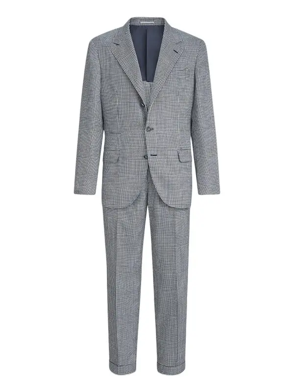 Brunello Cucinelli Virgin Wool-blend Prince Of Wales 2-piece Suit - Blue