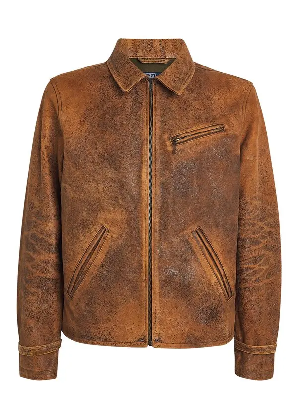 Polo Ralph Lauren Leather Newsboy Jacket - Brown