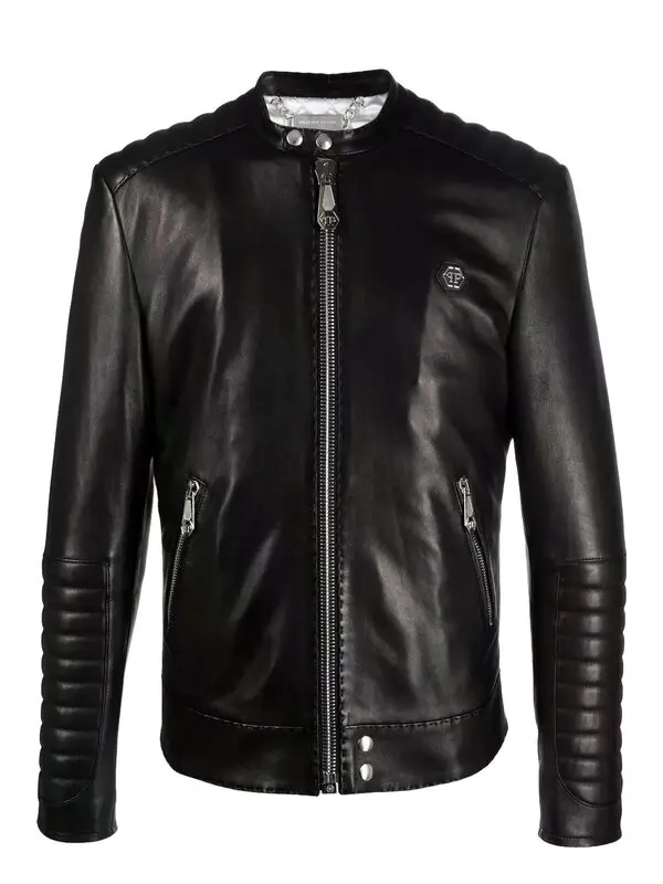 Philipp Plein Iconic Leather Jacket - Black