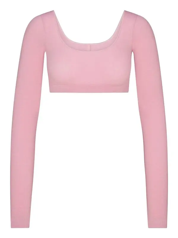 SKIMS Long Sleeve Super Cropped Wool Rib Top - Halite