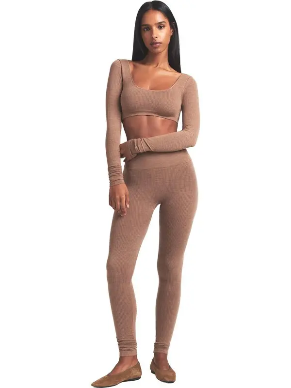 SKIMS Long Sleeve Super Cropped Top - Sienna