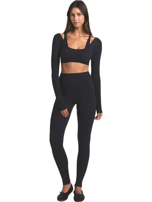 SKIMS High Waisted Legging | Pink | | Wool Rib - Obsidian