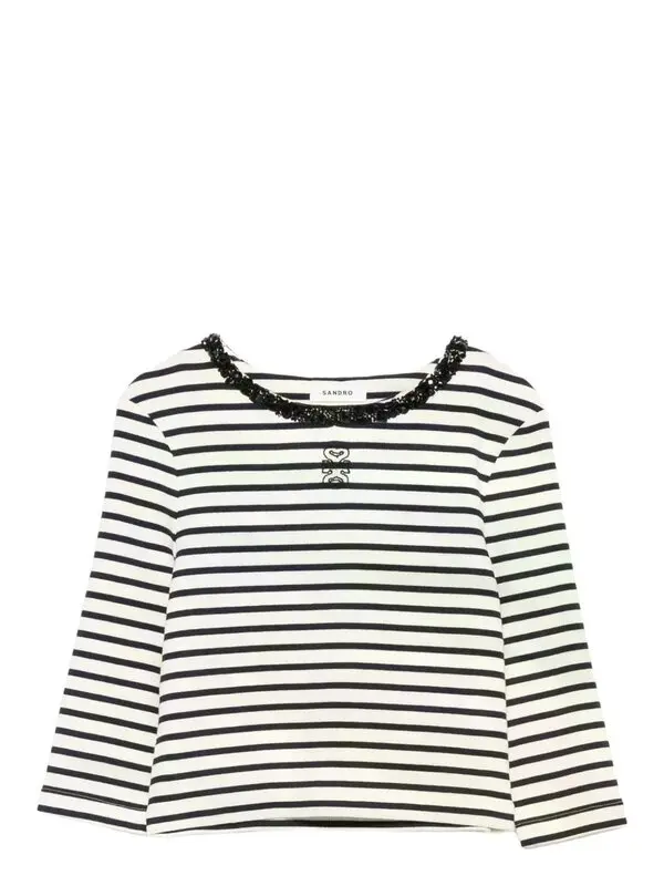Sandro Striped Pattern Top - Neutrals