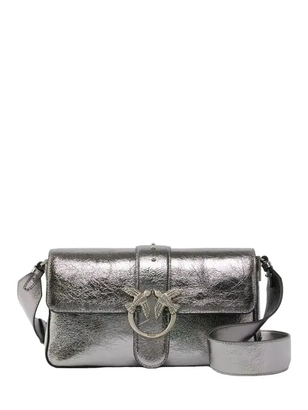 Pinko Bird-ring Leather Cross Body Bag - Grey